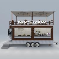 China 40kms per hr Mobile Coffee House Fast Food Restaurant Tow Trailer with Second Floor for sale