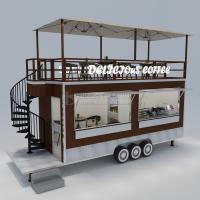 China 40kms per hr Mobile Coffee House Fast Food Restaurant Tow Trailer with Second Floor for sale