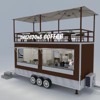 China 40kms per hr Mobile Coffee House Fast Food Restaurant Tow Trailer with Second Floor for sale