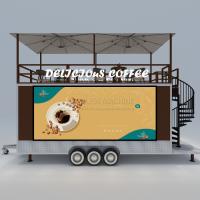 China 40kms per hr Mobile Coffee House Fast Food Restaurant Tow Trailer with Second Floor for sale