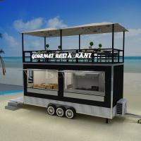 China 40kms per hr Mobile Coffee House Fast Food Restaurant Tow Trailer with Second Floor for sale