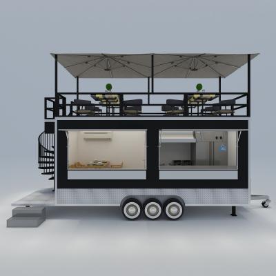 China 40kms per hr Second Floor Multipurpose Mobile Restaurant Cafe Fast Food Shop Tow Trailer for sale