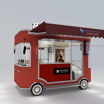 China 1000kg Electric Mobile Hair Cut Shave Perm Style Salon Barber Shop Van Truck Trailer for sale