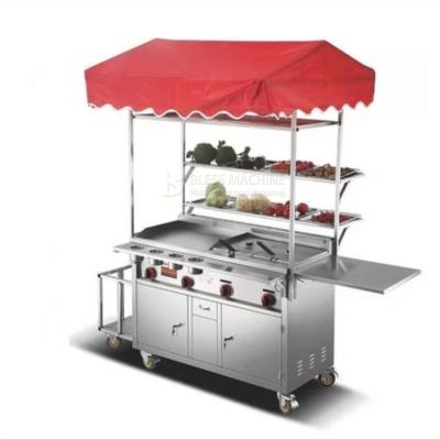 China 2022 Multipurpose Mobile Stainless Steel Street Food Snack Trolley Handcart Customized for sale