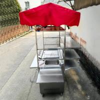 China 2022 Multipurpose Mobile Stainless Steel Street Food Snack Trolley Handcart Customized for sale