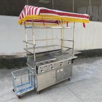 China 2022 Multipurpose Mobile Stainless Steel Street Food Snack Trolley Handcart Customized for sale