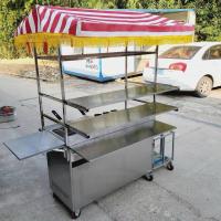 China 2022 Multipurpose Mobile Stainless Steel Street Food Snack Trolley Handcart Customized for sale