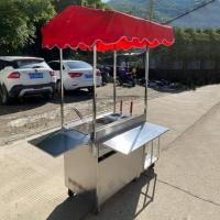 China 2022 Multipurpose Mobile Stainless Steel Street Food Snack Trolley Handcart Customized for sale