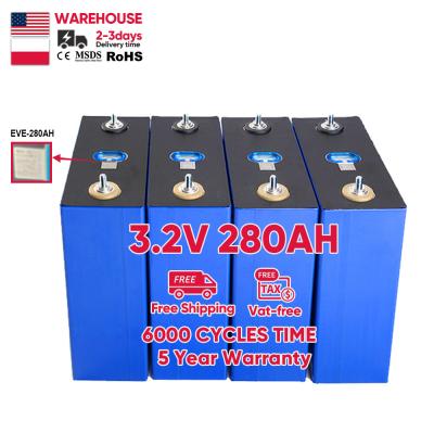 China Grade A 3.2V 280Ah LiFePO4 Lithium Iron Phosphate Battery with Screw Terminal for Car RV Ebike for sale