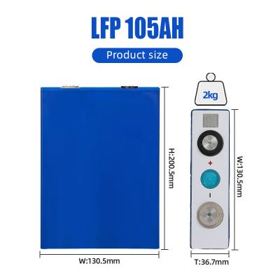 China Rechargeable Lifepo4 Battery 3.2V 105Ah Prismatic Cell for Solar Storage and EV Car for sale