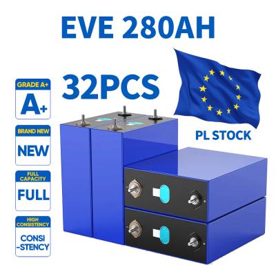 China EU Stock Grade A+ 8000 Cycles 3.2V 280AH LiFePo4 Battery 32pcs for sale