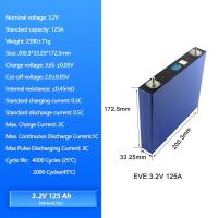 China 3.2V LiFePO4 LFP Cell Lithium Battery 125Ah 4000 Cycles 0.39mΩ±0.05 Internal Impedence MCDC 375A for Solar for sale