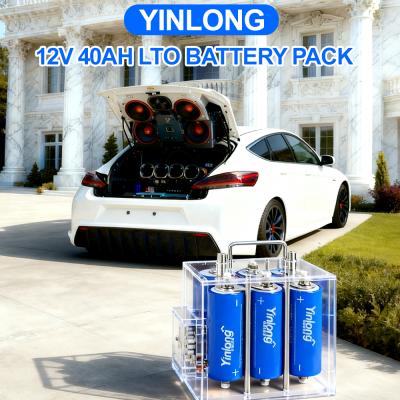 China Yinlong 25,000+ Cycles 10C Fast Charge Ultra-Durable 12V 40Ah LTO Battery Pack for Car Audio and Engine Start for sale