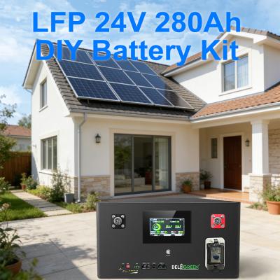 China LFP 24V 280Ah DIY Battery Kit LiFePO4 Home Solar Energy Storage Battery Pack for sale
