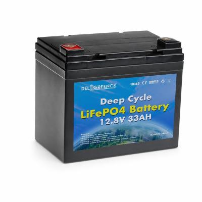 China 12.8V 33Ah Bluetooth LiFePO4 Battery Pack with 2000 Cycles and Built-in BMS for RV and Marine for sale