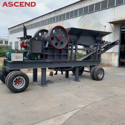 China Four wheels Mobile Dolomite Cacite Barite Jaw Crusher For Quarry Mini Sand Making Machine for sale