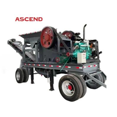 China 50 100 T/h Capacity Diesel Engine Mobile Jaw Crusher With Wheels And Trailer For Sand Stone Processing Production Lines for sale