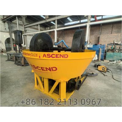 China Wear Resistant Wet Pan Mills 1200 Model 8 Bags Per Hour For Gold Powder Making With Two Cast Steel Rollers In Mining for sale
