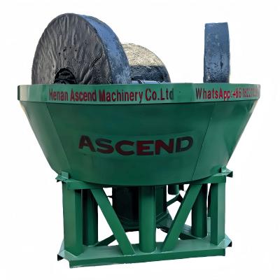China China Ascend 10 Bags Per Hour Three Rollers Water Wet Pan Mill For Gold Silver Ore Stone Grinding Output Size 200 Meshes for sale