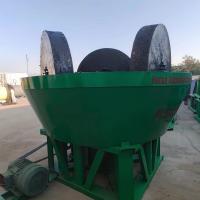 China Gold Silver Ore Grinding Machine Three Rollers Wet Pan Mill 1200 Model With 1 Tph Capacity Output Size Within 200 Meshes for sale
