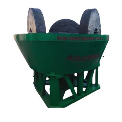 China Gold Silver Ore Grinding Machine Three Rollers Wet Pan Mill 1200 Model With 1 Tph Capacity Output Size Within 200 Meshes for sale