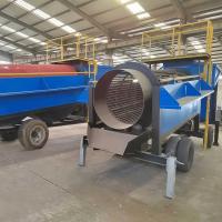 China 80TPH mobile gold washing plant with trommel screen Knelson gold centrifugal concentrator and sluice chute for sale