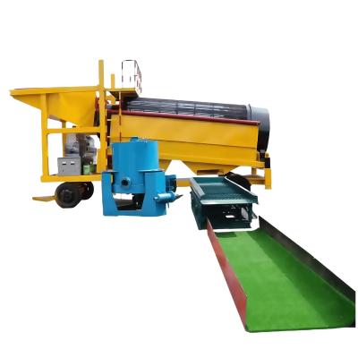 China 80TPH mobile gold washing plant with trommel screen Knelson gold centrifugal concentrator and sluice chute for sale