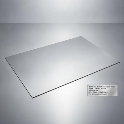 China 430 Stainless Steel Sheet with 2B Mill Finish 0.5-1.5mm Thickness and 1219x2438mm Size for Kitchen Equipment for sale