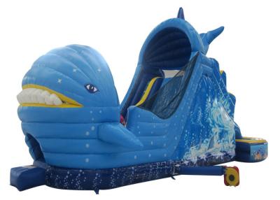 China Children Entertainment Large Inflatable Slide Dolphin Boat Inflatable Floating Water Slide for sale