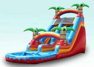 China Red Tropical Kids Garden Water Slide With Pool , Blow Up Water Slide Backyard Inflatable Water Slide for sale