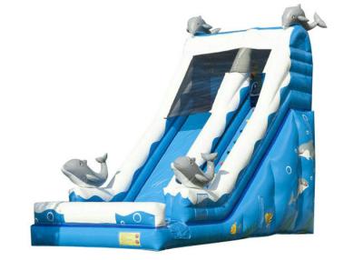 China Blue Dolphin Toddler Inflatable Slide , Commercial Inflatable Water Slides Digital Printing for sale
