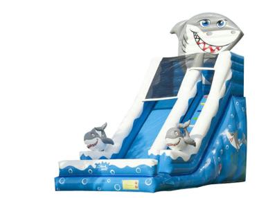 China Amusement Park Large Inflatable Slide Hire Blue Shark Inflatable Slide Safe Nontoxic for sale