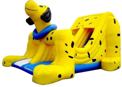 China Yellow Spotty Dog Large Inflatable Slide Inflatable Slip N Slide 0.55mm PVC 10 X 4 X 4.5 m for sale