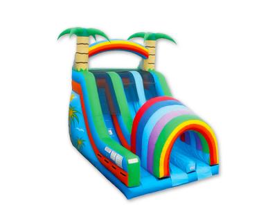 China Water Park Paradise Inflatable Slip And Slide , Dual Lanes Kids Blow Up Water Slide for sale