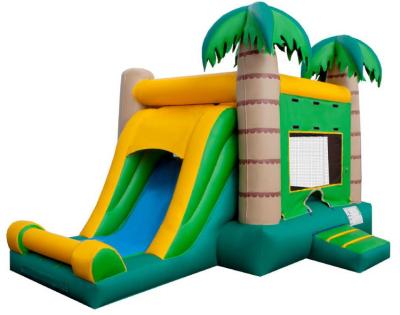 China Palm Tree Inflatable Bounce House With Slide Comfortable Strong Fire Retardant for sale