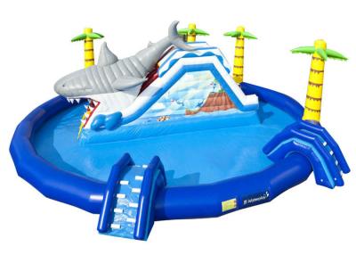 China Customized Shark Giant Inflatable Water Park With Pool Slide Blow Up Water Playground for sale