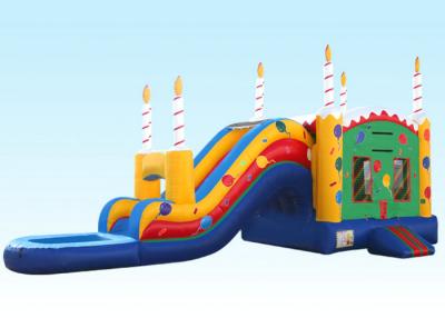 China Birthday Cake Water Inflatable Bouncer Combo With Logo Printing for sale