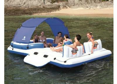 China 6 Person Inflatable Floating Island , 0.9mm Strong PVC Tarpaulin Inflatable Lounger for sale
