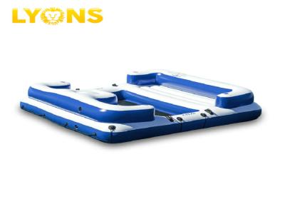 China Summer Inflatable Floating Island Lounge With 5 Seater / 4 Drink Holders for sale