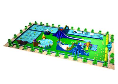China Fireproof Huge Inflatable Water Park With Slide And Pool High Security for sale