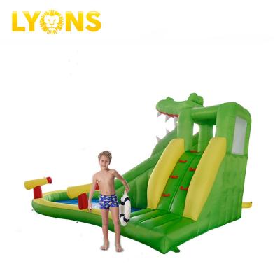 China Green Gonfiabili Min Crocodile Inflatable Water Slide For Kids Happy Hop Design for sale