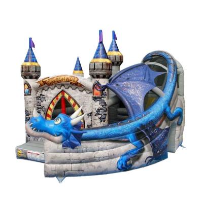 China Super Print 0.55mm PVC Tarpaulin Inflatable Dragon Castle For kindergarten for sale