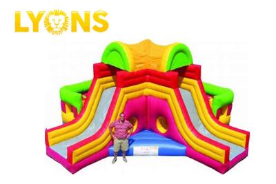 China Funny Giant Rainbow Inflatable Bouncer Combo for Children / Castle Bounce House With Two Slides for sale