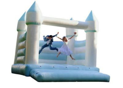 China Light Blue And White Inflatable Bounce House / Open Air Wedding Jumping Castle for sale