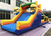 China Cute  Blow Up Obstacle Course Yellow  Playground With Giant Slide for sale
