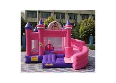 China 0.55mm PVC Pink Cinderella Princess Inflatable Bouncer Combo Commercial Grade for sale