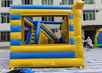 China Children's inflatable  bounce house yellow jumping castle with slide home use for sale