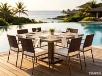 China Modern Outdoor Dining Set Resort Farmhouse Table And Chairs for sale