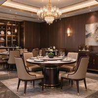 China Complete Hotel Restaurant Furniture Flexible Dining Table And 4 Chairs Custom Materials for sale