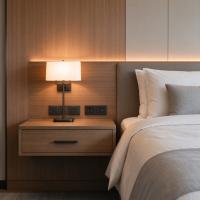 China Custom Dimensions Hotel Casegoods Business Modern Hotel Bedroom Furniture Wood Finishes for sale